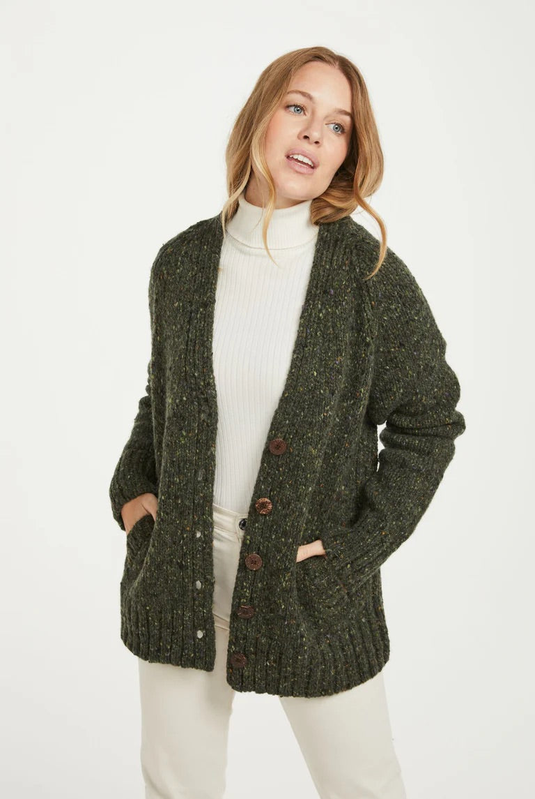 Women's Irish Donegal Tweed Cardigan - Green – The Dingle Woollen Company